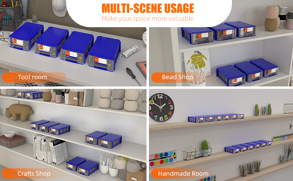 LEADLOONG 8/16pcs F0 Plastic Mini Stackable Small Tool Storage Bin ...
