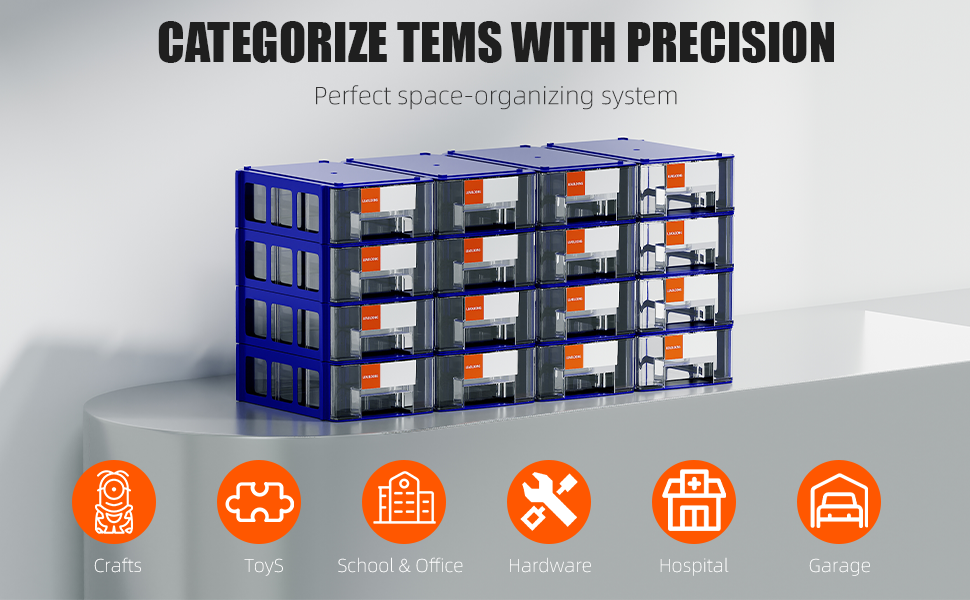 LEADLOONG 8/16pcs F0 Plastic Mini Stackable Small Tool Storage Bin ...