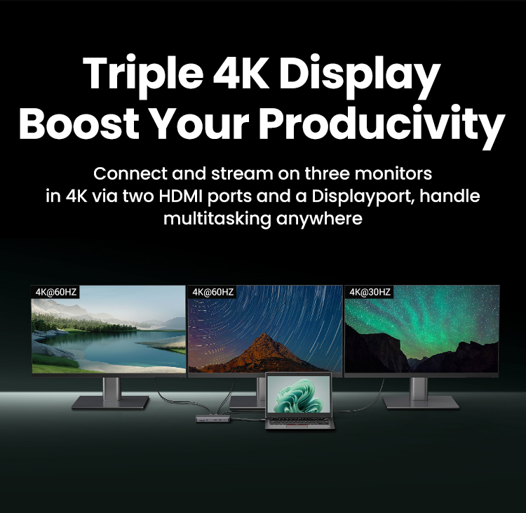UGREEN 4K60Hz Triple Display HUB 13Ports/8 Ports 10Gbps 2X UBS-A+2X USB ...