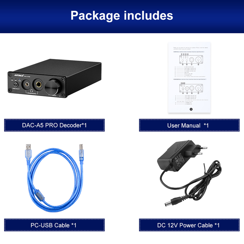 AIYIMA A5 PRO Headphone Amplifier USB DAC 24BIT 192KHz HIFI Decoder Audio Interface Digital ...