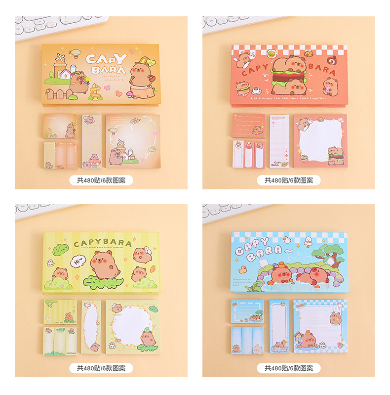 【ready stock】卡皮巴拉便利贴 盒裝 可爱 有粘性 便签 卡通 学生 水豚留言本 N次贴套装Kapibara Sticky Note ...