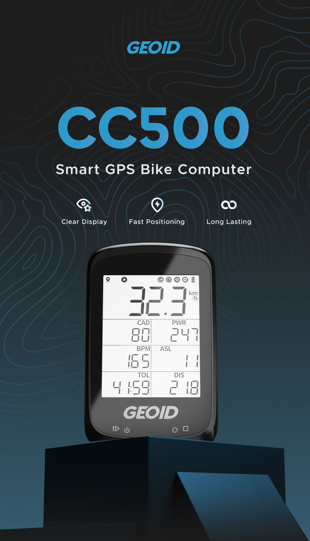 GEOID CC500 GPS Bike Computer Bike Meter Bicycle Computer Wireless Speedometer For MTB Road ...