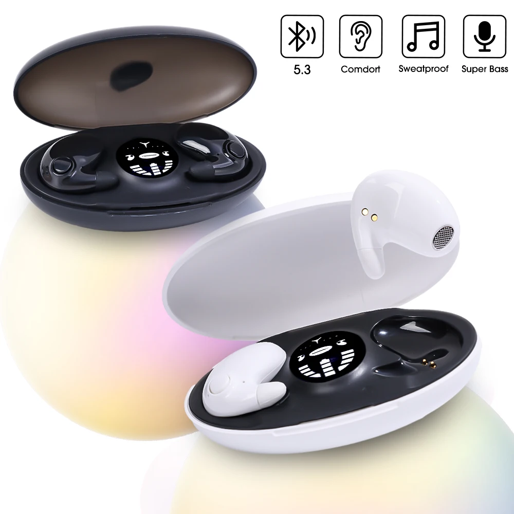 New X55 Sleep Wireless Bluetooth Earphones Ultra thin Mini Invisible ...