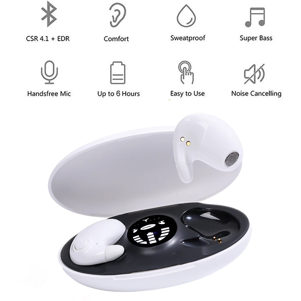 New X55 Sleep Wireless Bluetooth Earphones Ultra thin Mini Invisible ...