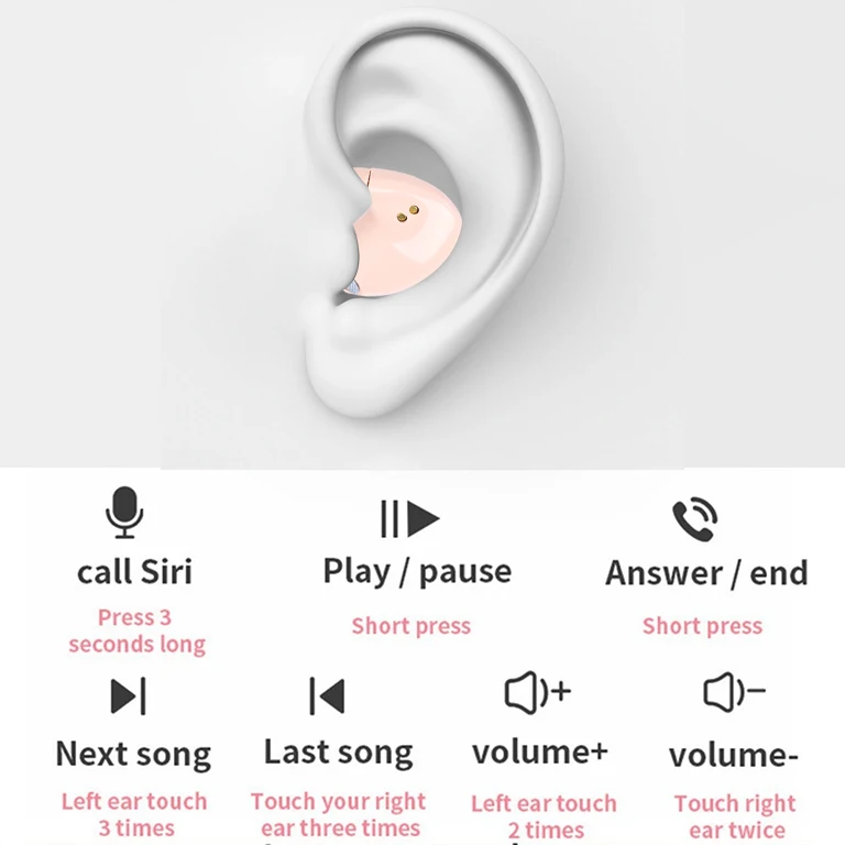 New X55 Sleep Wireless Bluetooth Earphones Ultra thin Mini Invisible ...