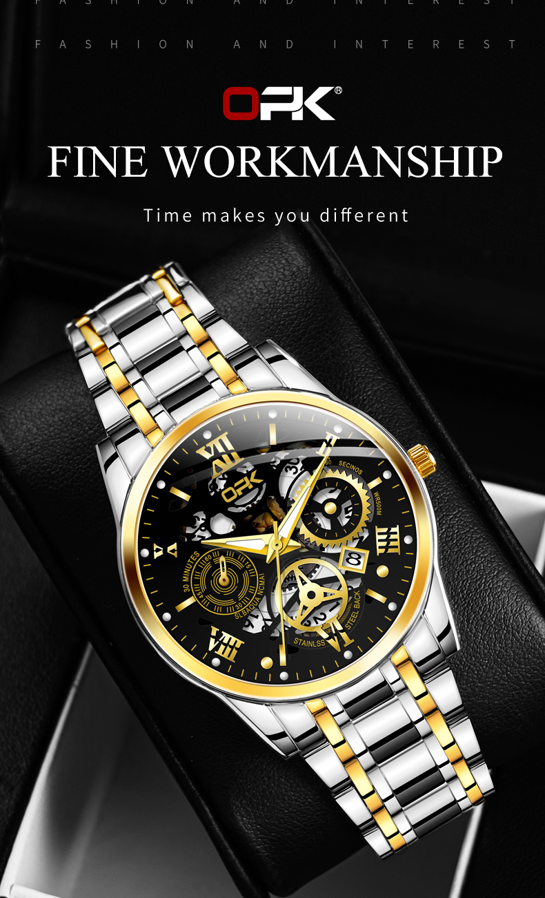 OPK Jam Tangan Lelaki Original Waterproof Quartz Stainless Steel ...