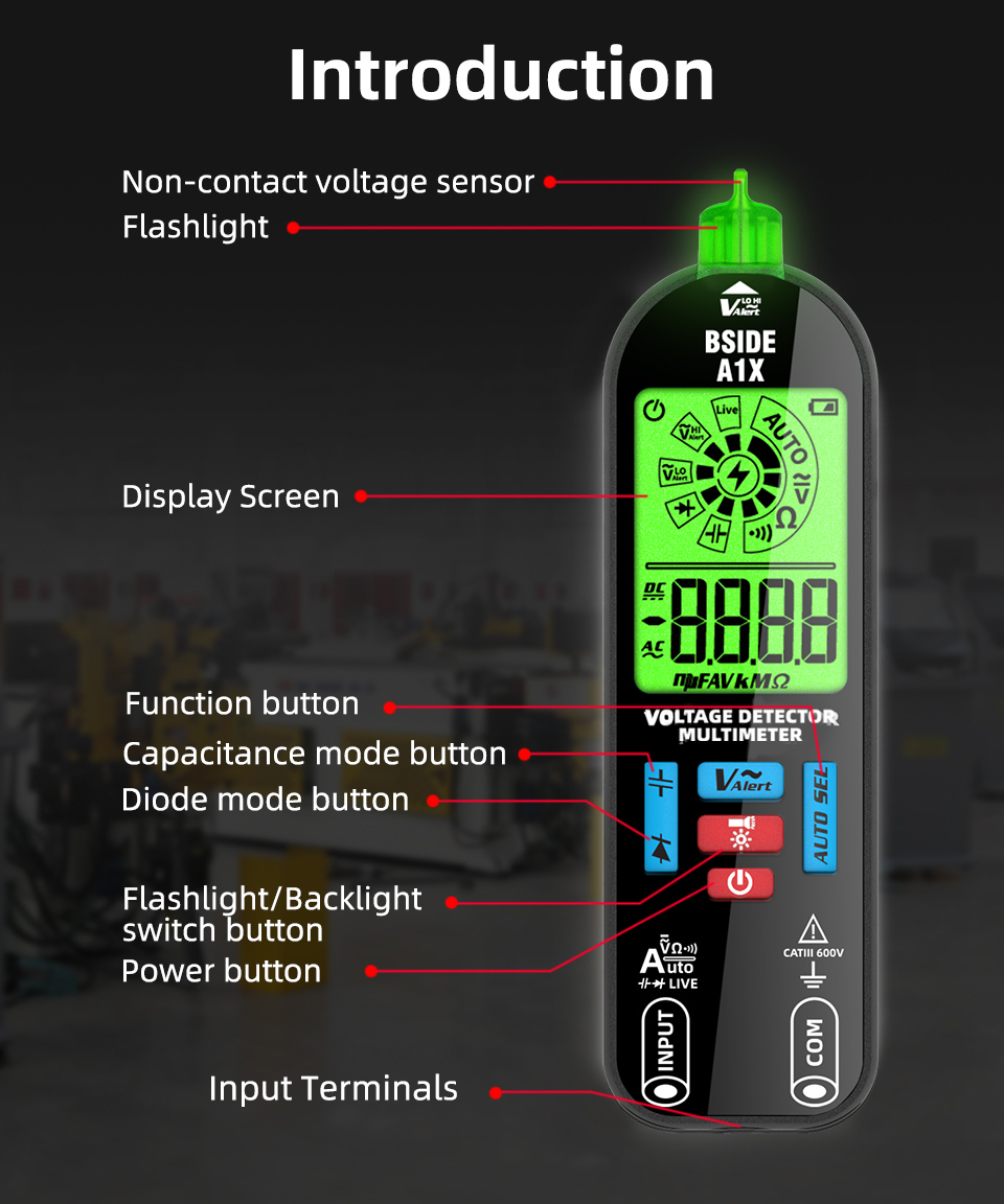 Bside Smart Digital Multimeter Rechargeable Electronic Tester Ac Dc