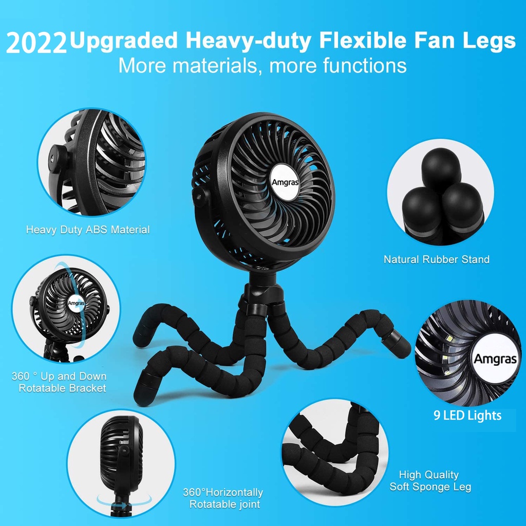 Portable Octopus Fan Stroller Baby Portable Mini Fan Rechargeable Ultra ...