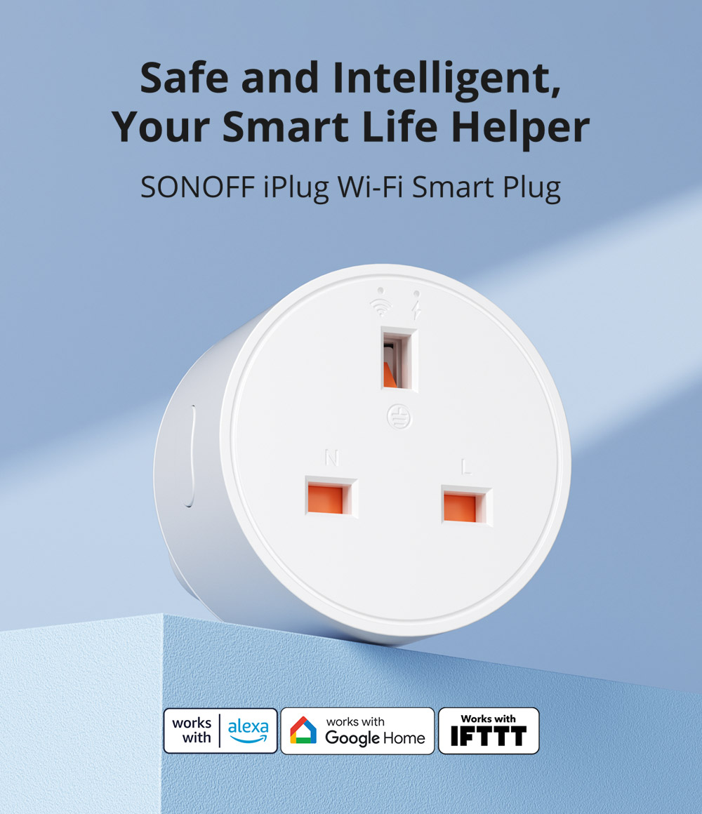 SONOFF iPlug S60 UK Wi-Fi Smart Socket Overload Protection Timer Smart ...