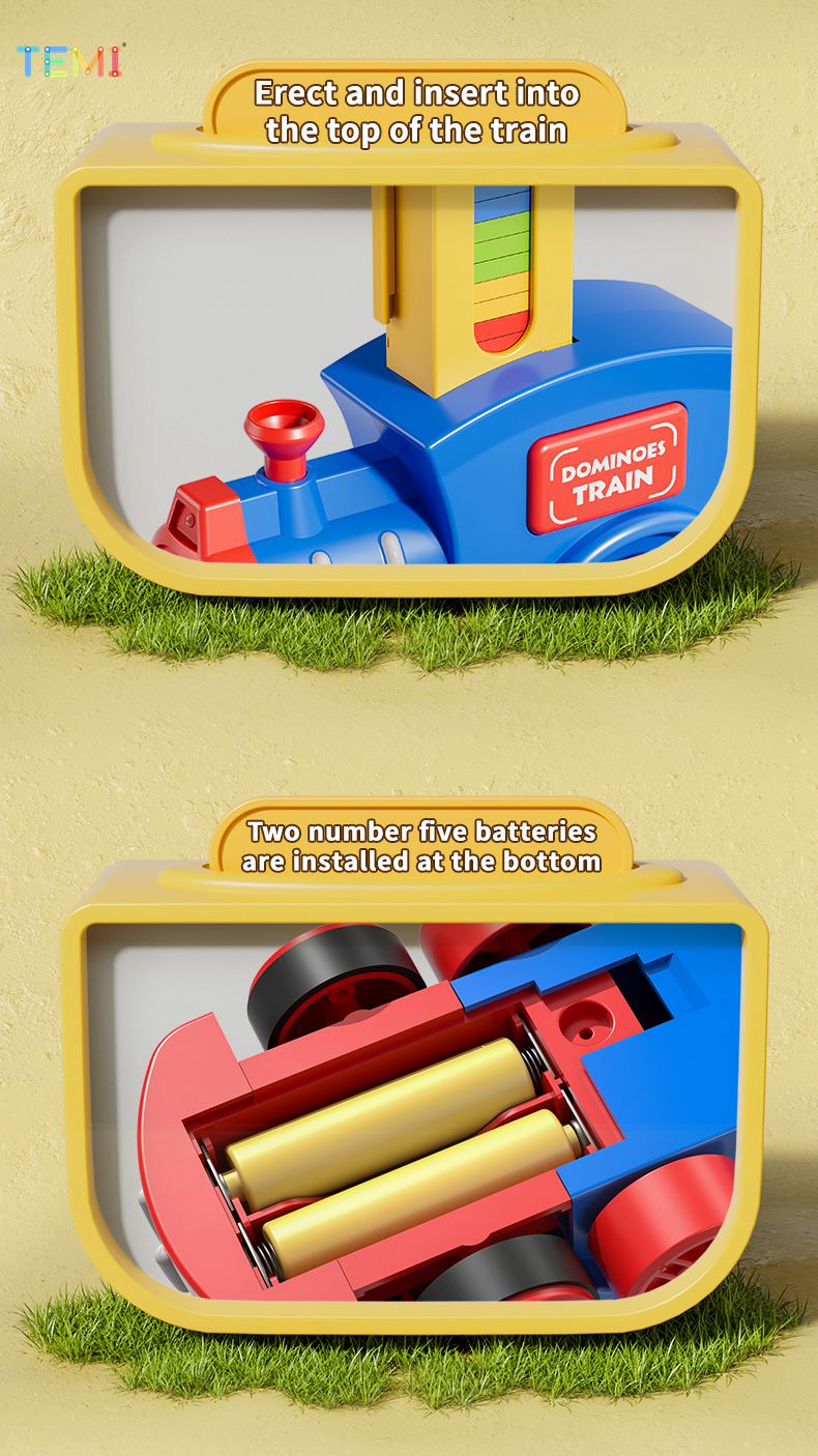 TEMI Domino Train Toy Automatic Moving Block Small Train Card Electric ...
