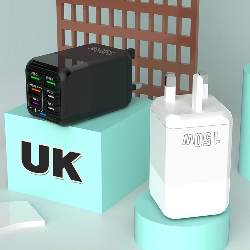 150W Multi Port Flash Charger 3USB+3PD Fast Charger 5V 3A USB Type C ...
