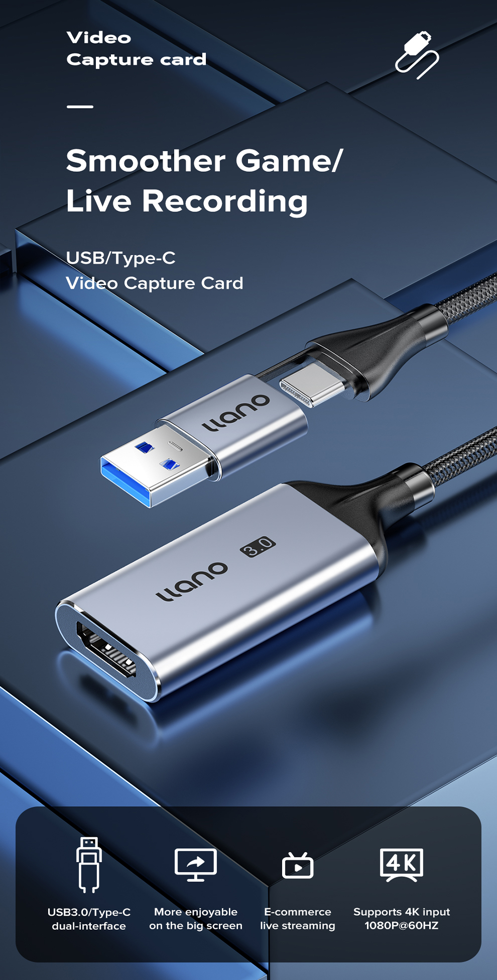 llano 2 in 1 USB/Type-C Video Capture Card for Gaming Live Streaming ...