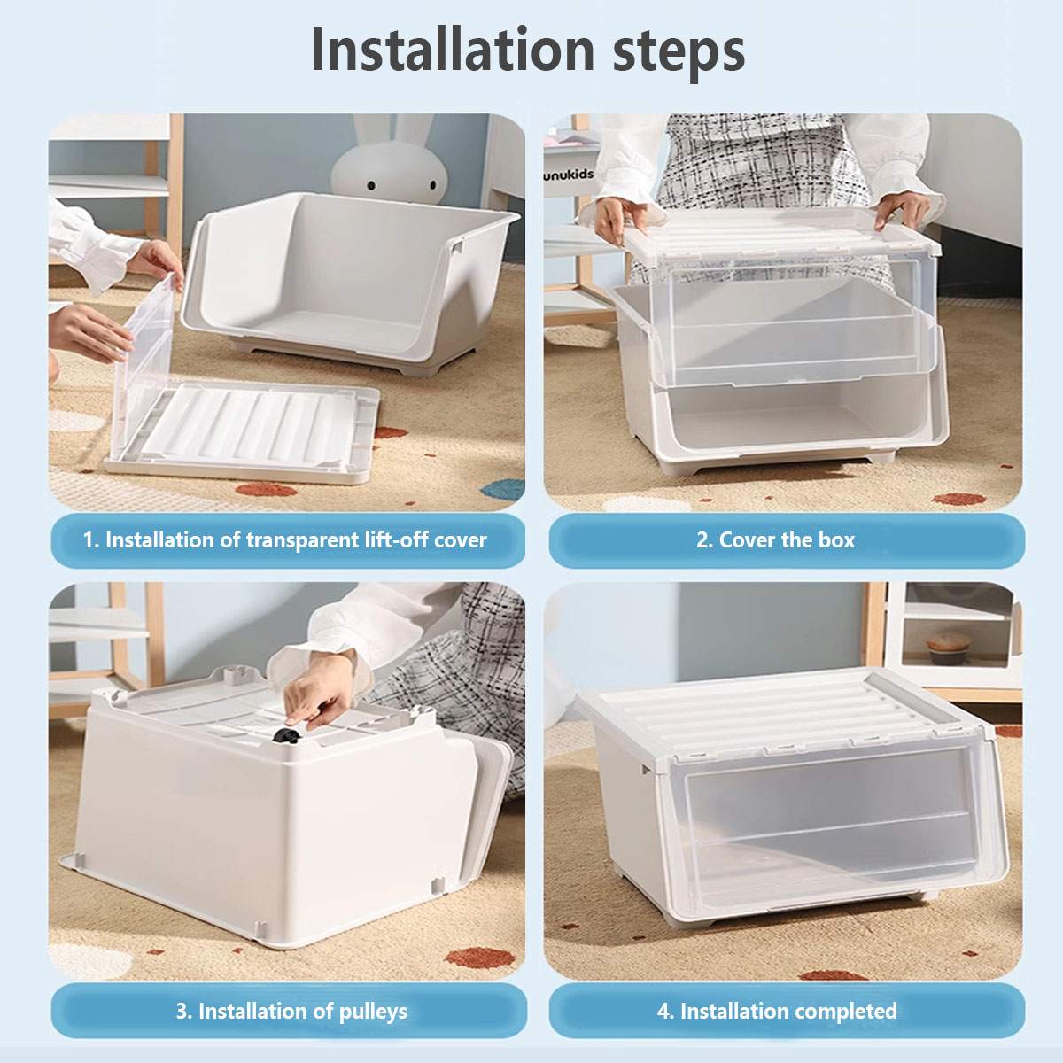 30L/48L/60L Multipurpose Front Opening Storage Box Stackable Toy Snack ...