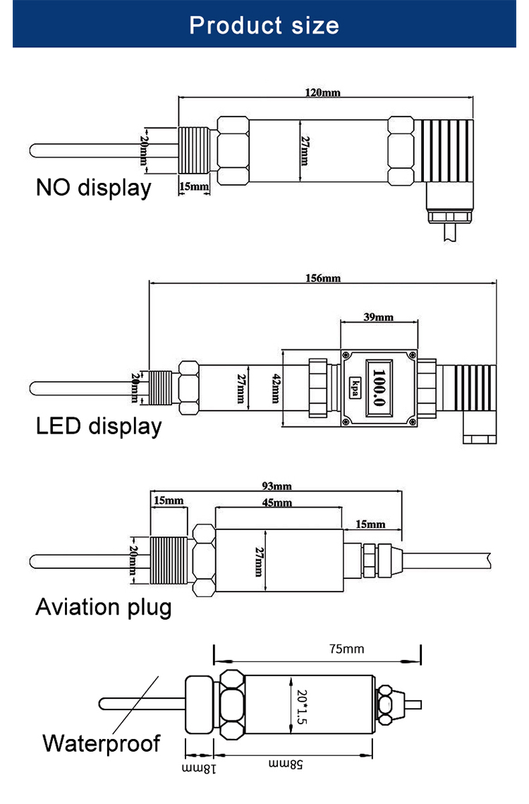 Plug-in Integrated Temperature Transmitter PT100 Thermal Resistance 4-20mA Output Sensor 50x6mm ...