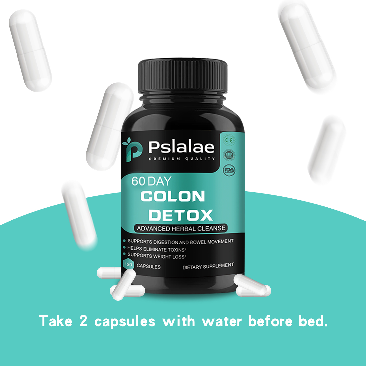 Pslalae-60 DAY COLON DETOX - with natural organic senna - for bowel ...