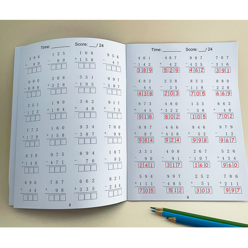 32 Pages Addition and Subtraction Within 1000 Math Workbook for Kids ...