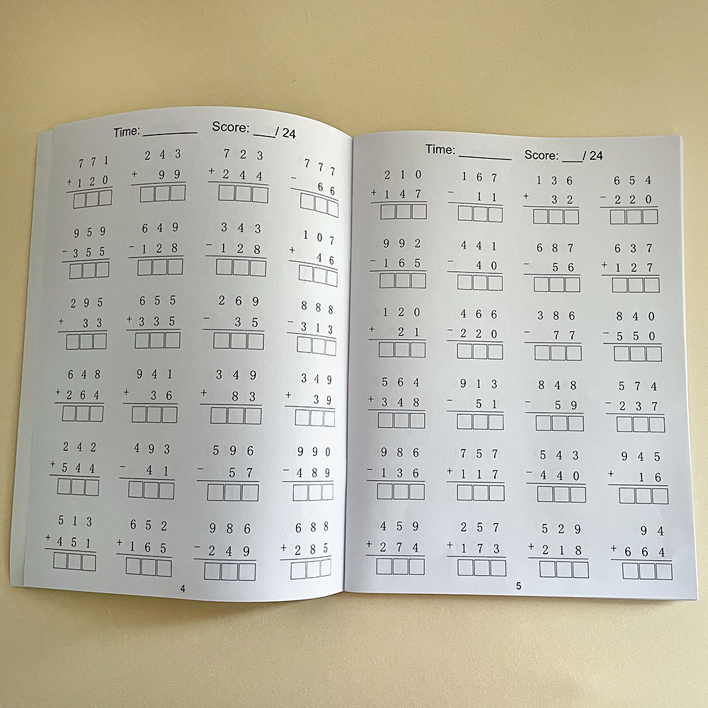 32 Pages Addition and Subtraction Within 1000 Math Workbook for Kids ...