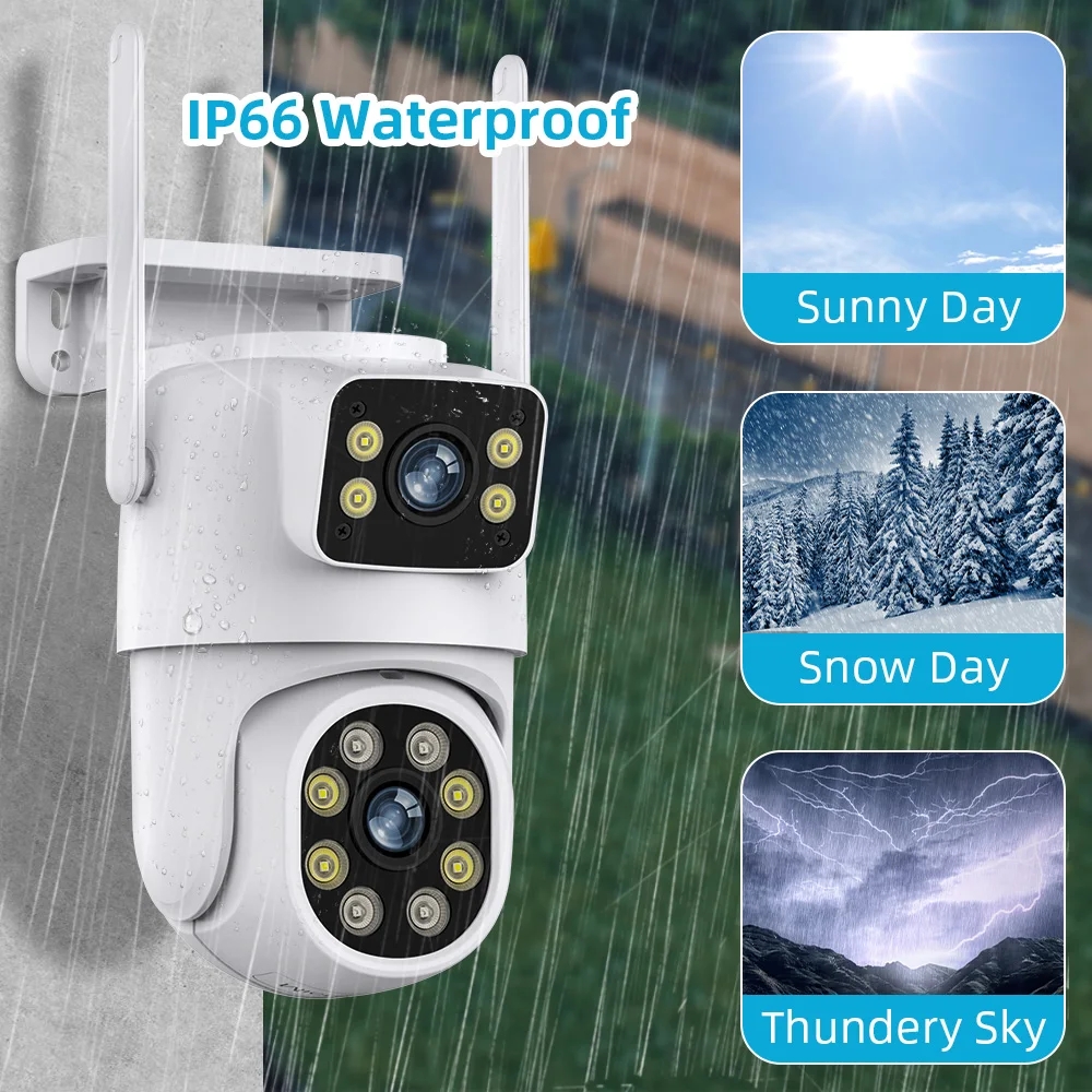 Tuya/Smart Life 4MP PTZ Wifi IP Camera Outdoor Dual Lens Dual Screen ...
