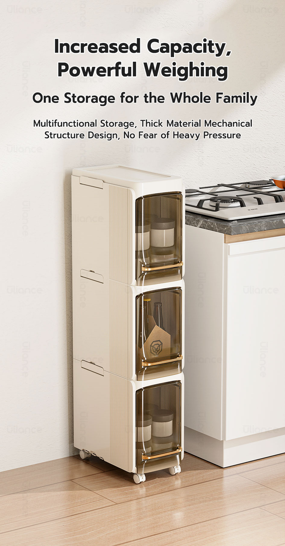 Uliance 20-27cm Slim Cabinet Space Saver Cabinet Plastic Foldable Side ...