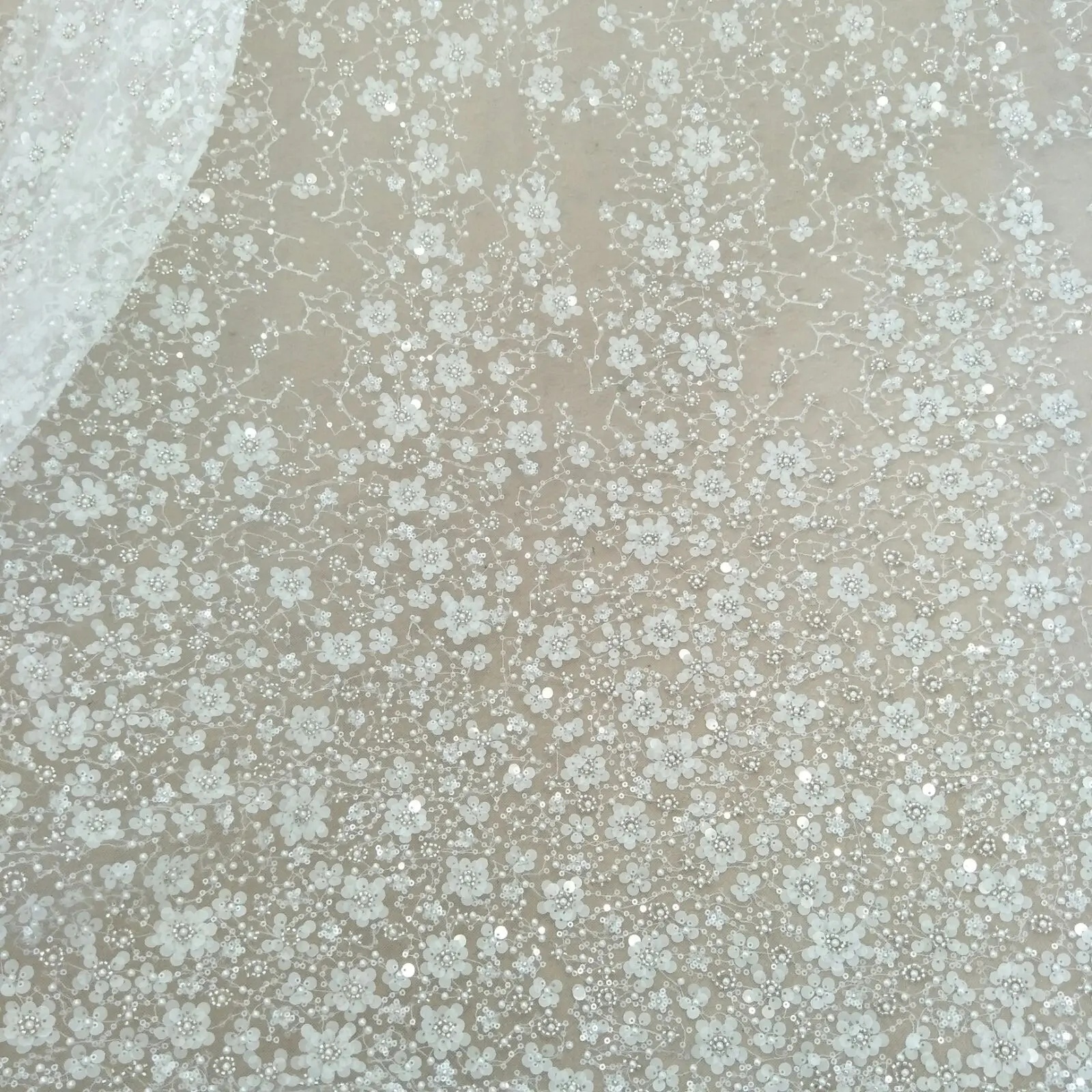 1 Yard Embroidery Lace crystal beaded fabric stones lace Wedding Gown ...