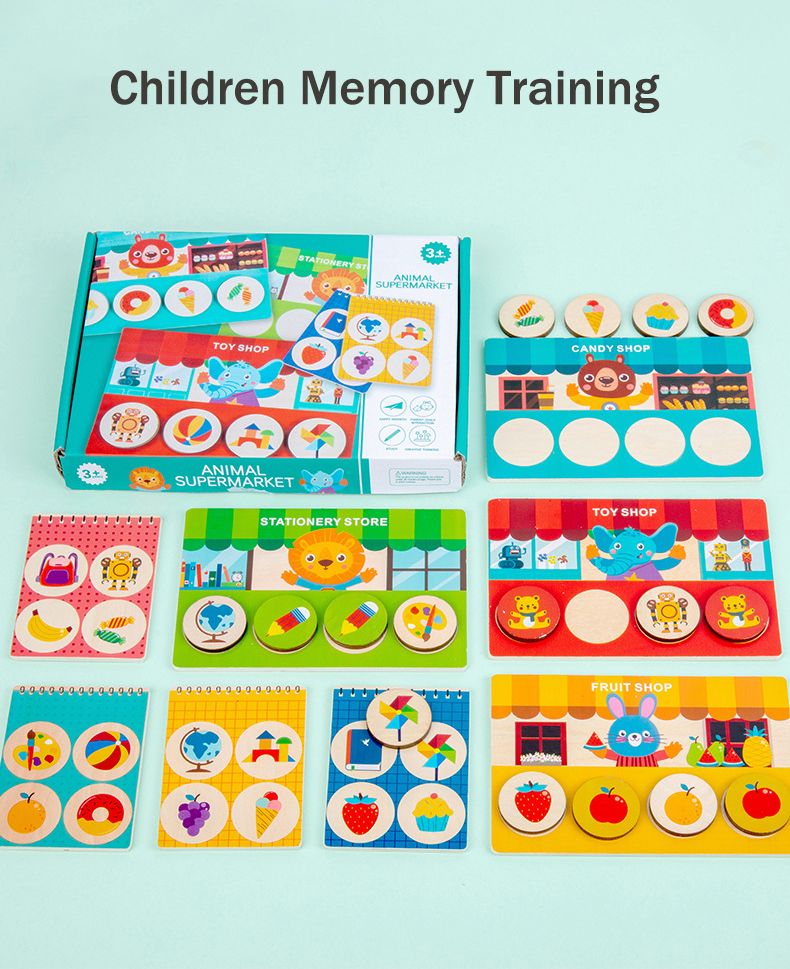Montessori Wooden Product Sorting Memory Board, Animal Store Thought ...