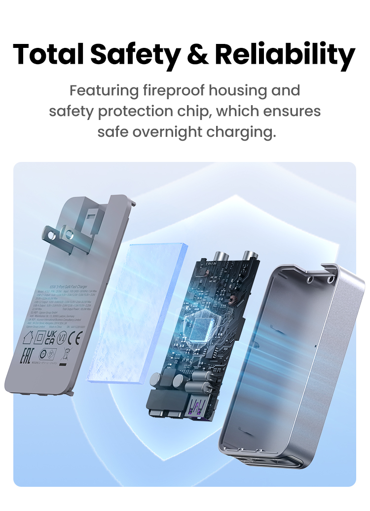 UGREEN GaN 65W Ultra-thin Fast Charger Adapter 3-Port GaN Compact Fast ...