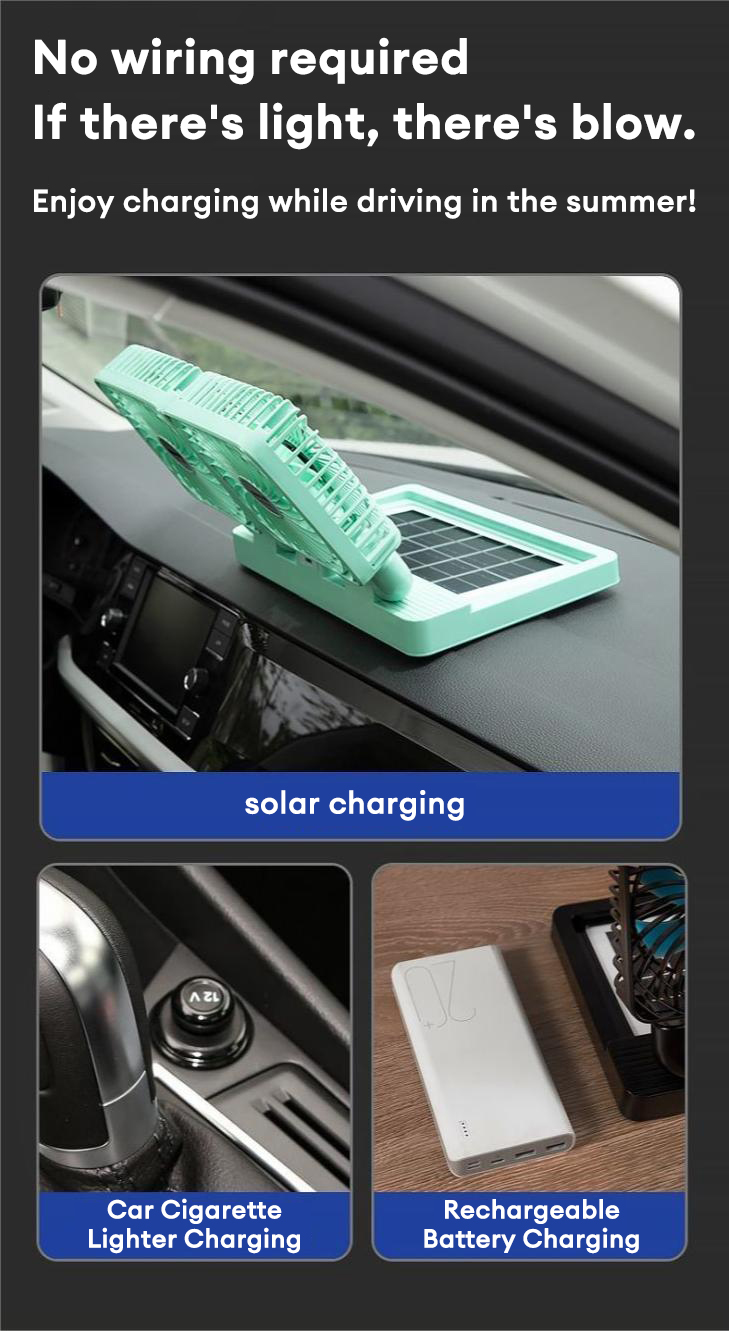 Solar Fan Car Strong Dual Fan Air Conditioning Double Booster Cooler ...