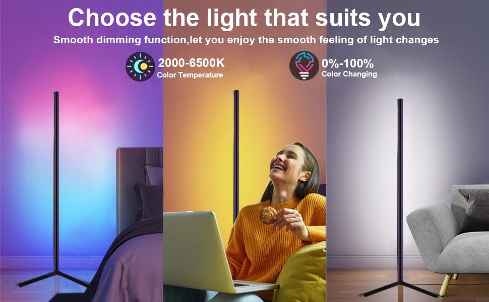 Tuya Smart RGBIC Floor Lamp Living Room 120cm 160cm Standing Lamp ...