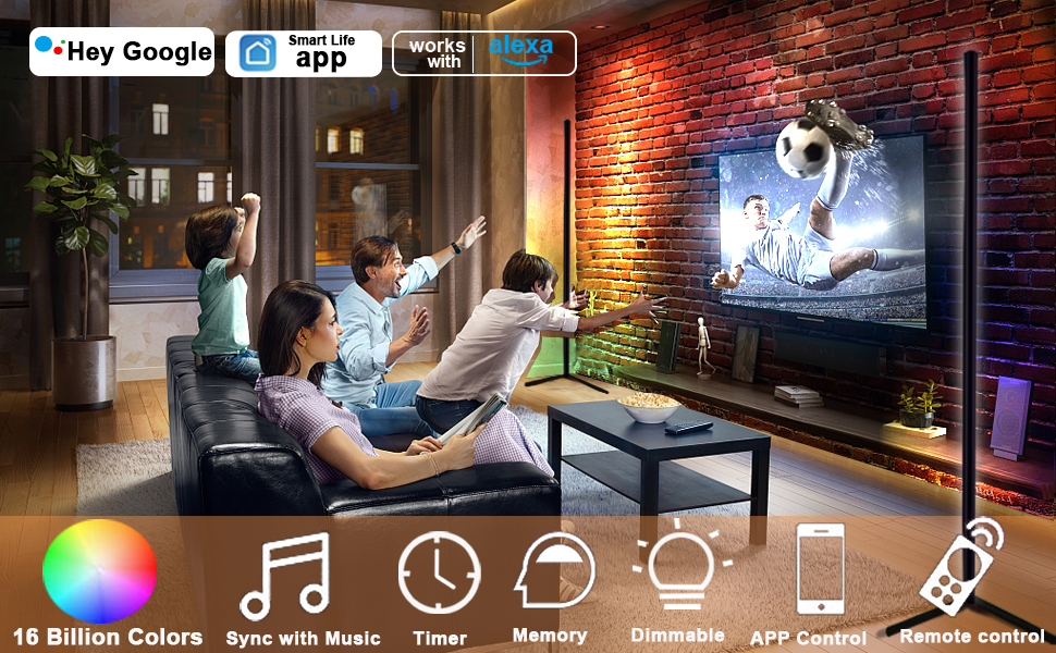 Tuya Smart RGBIC Floor Lamp Living Room 120cm 160cm Standing Lamp ...