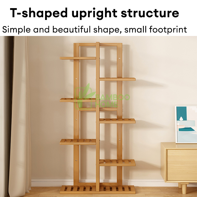 【NEW】 Bamboo Flower rack Plant Stand Rack Flower Stand Gardening Shelf ...