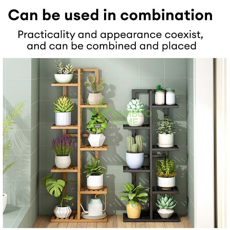 【NEW】 Bamboo Flower rack Plant Stand Rack Flower Stand Gardening Shelf ...
