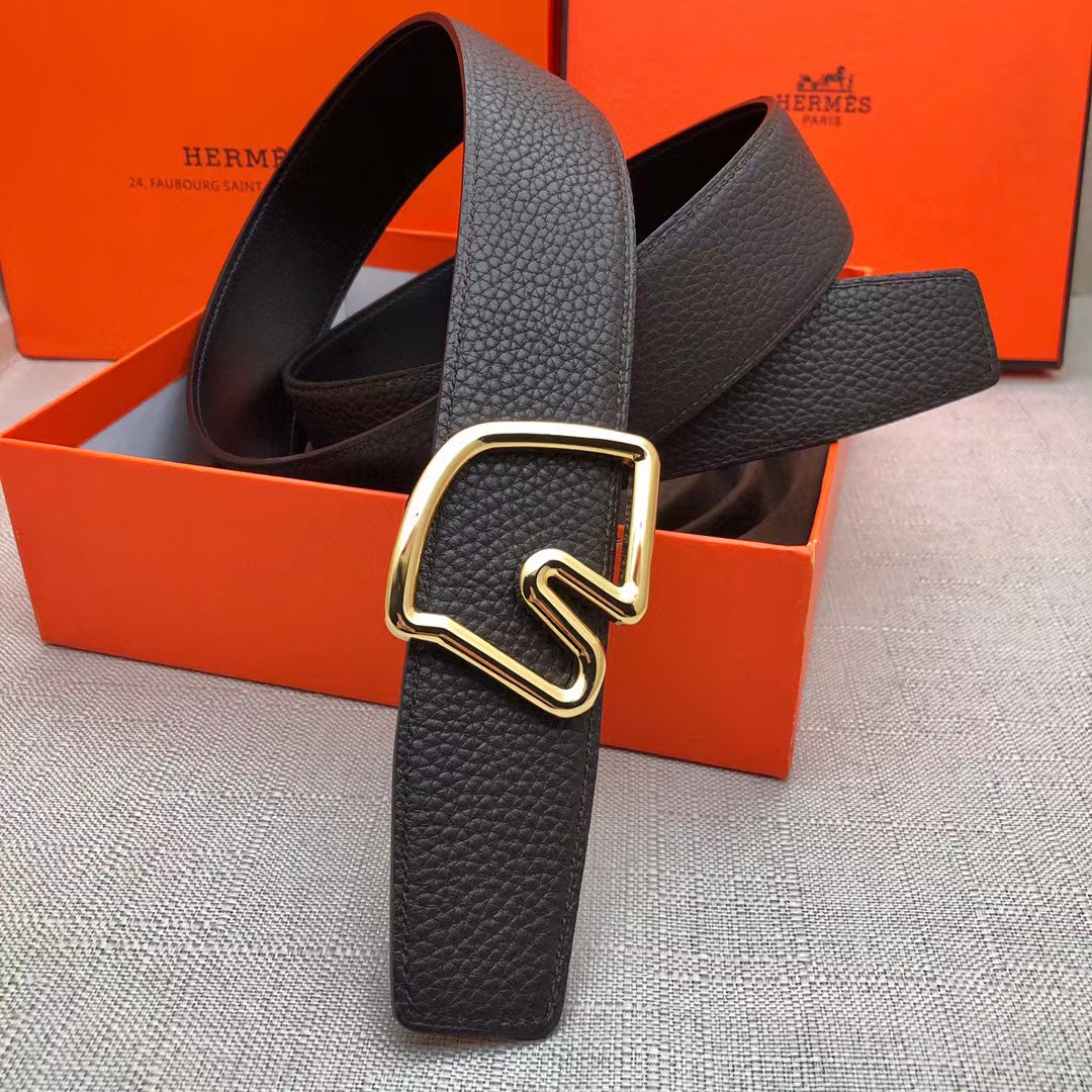 New luxury brand h men's 38mm double-sided leather belt+{original gift ...