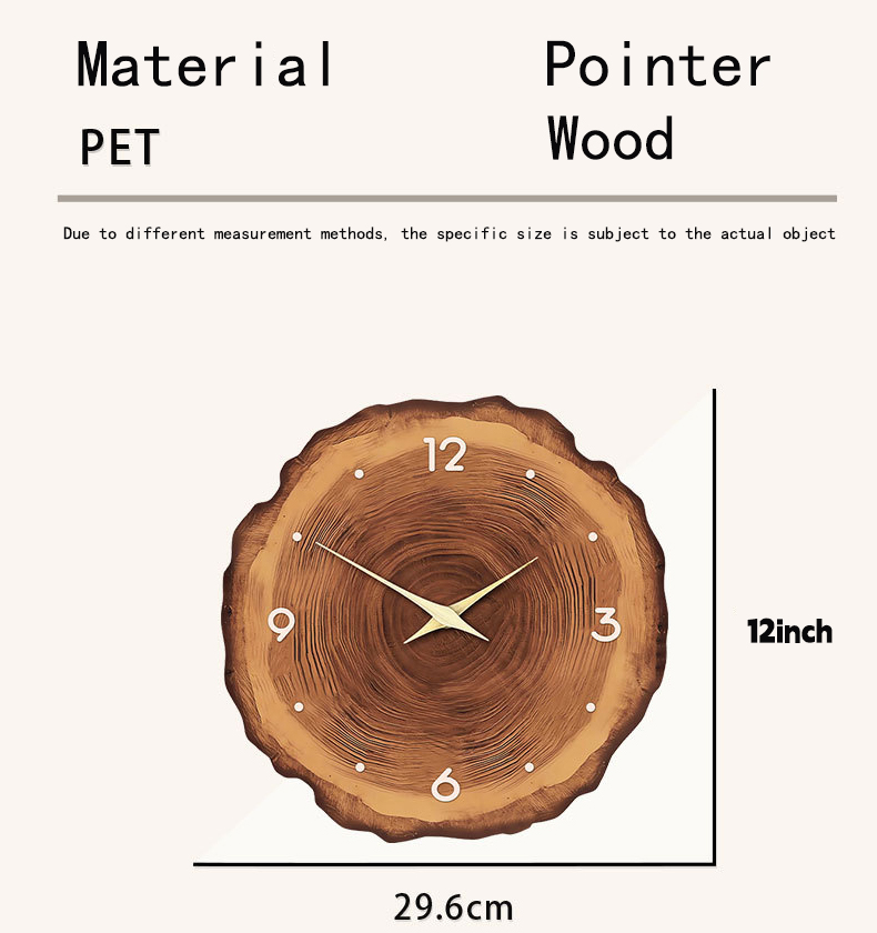 12 Inch Annual Ring Wall Clock For Living Room Modern Wall Clock Living ...