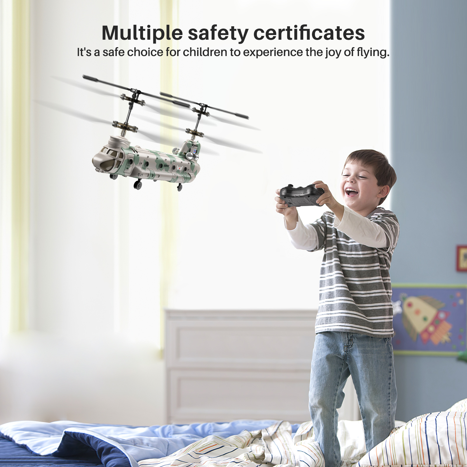 SYMA Remote Control Helicopter,2.4GHz Q21 Military Transport RC Armed ...