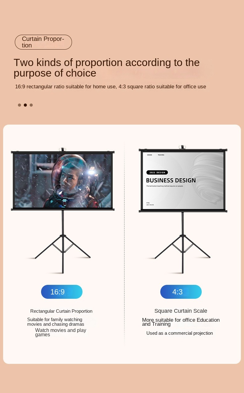 HD Mobile Portable Stand Projection Screen Bedroom Outdoor Office ...