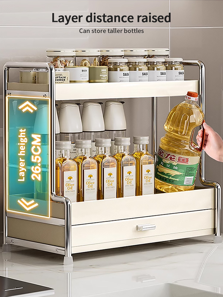 Kitchen Stainless Steel Shelf Salt Rack Spice Rack Spice Multi Function ...