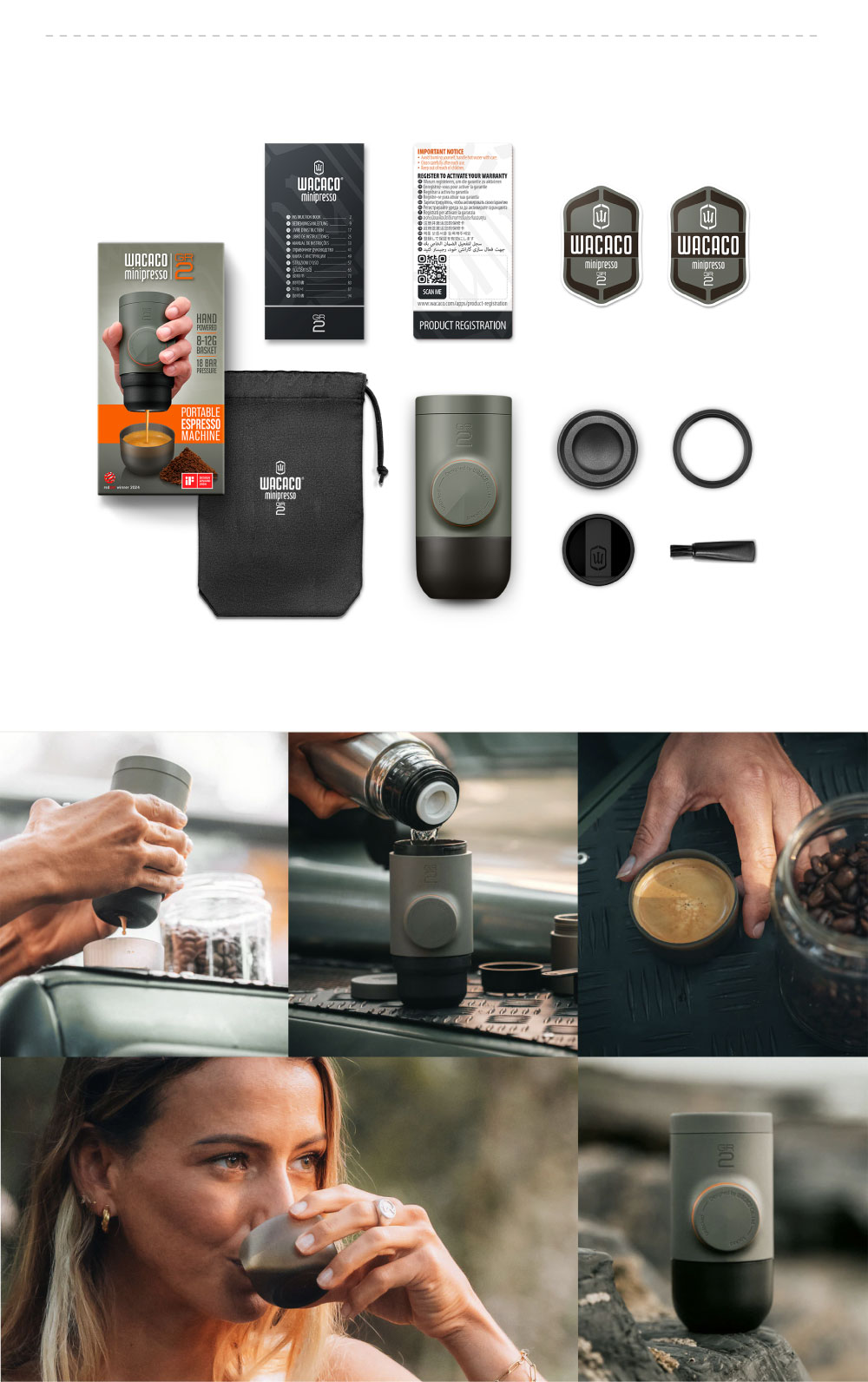WACACO Minipresso GR2 Espresso Machine Compatible Ground Coffee ...