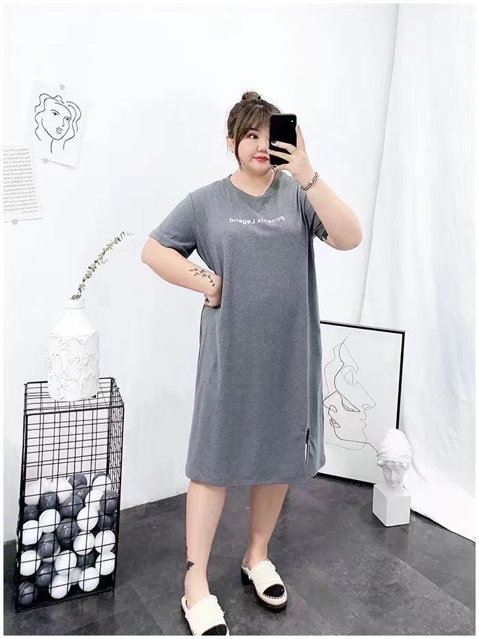 [40-150kgdressm-5xl] fatmmlarge Size300JinTT-shirt dress2023summer loose belly-covering slim fit ...
