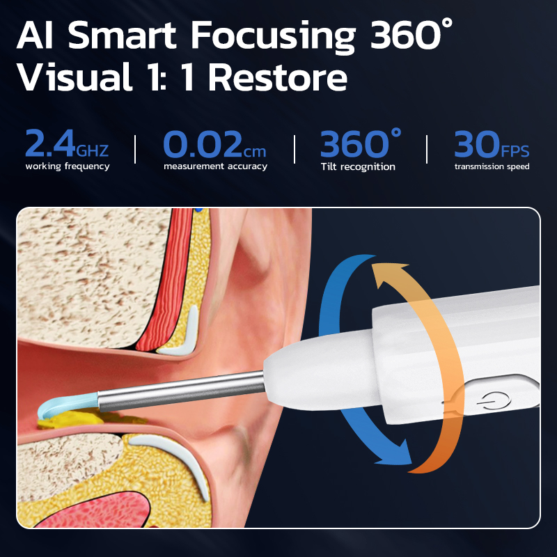 Earpick 2.5mm Smart Visual Ear Picker With Camera HD Ear Cleaner Tool ...