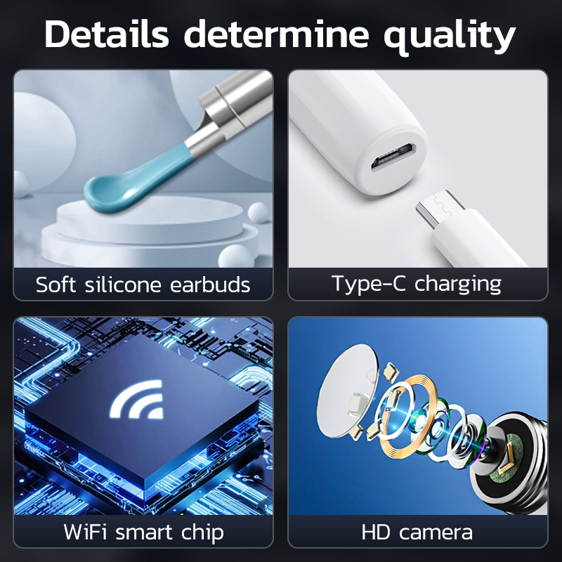 Earpick 2.5mm Smart Visual Ear Picker With Camera HD Ear Cleaner Tool ...