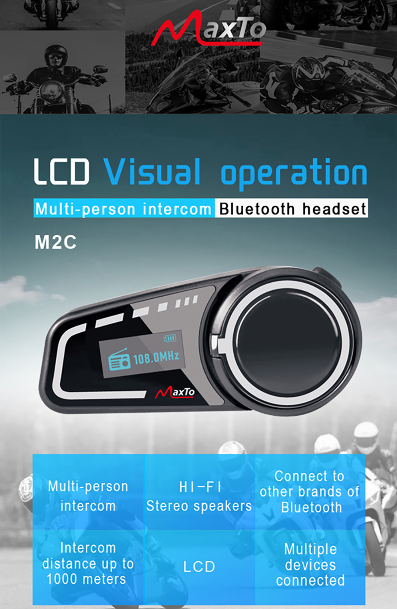 【Local Warehouse】Maxto M2C Motorcycle Helmet Bluetooth Intercom Headset ...