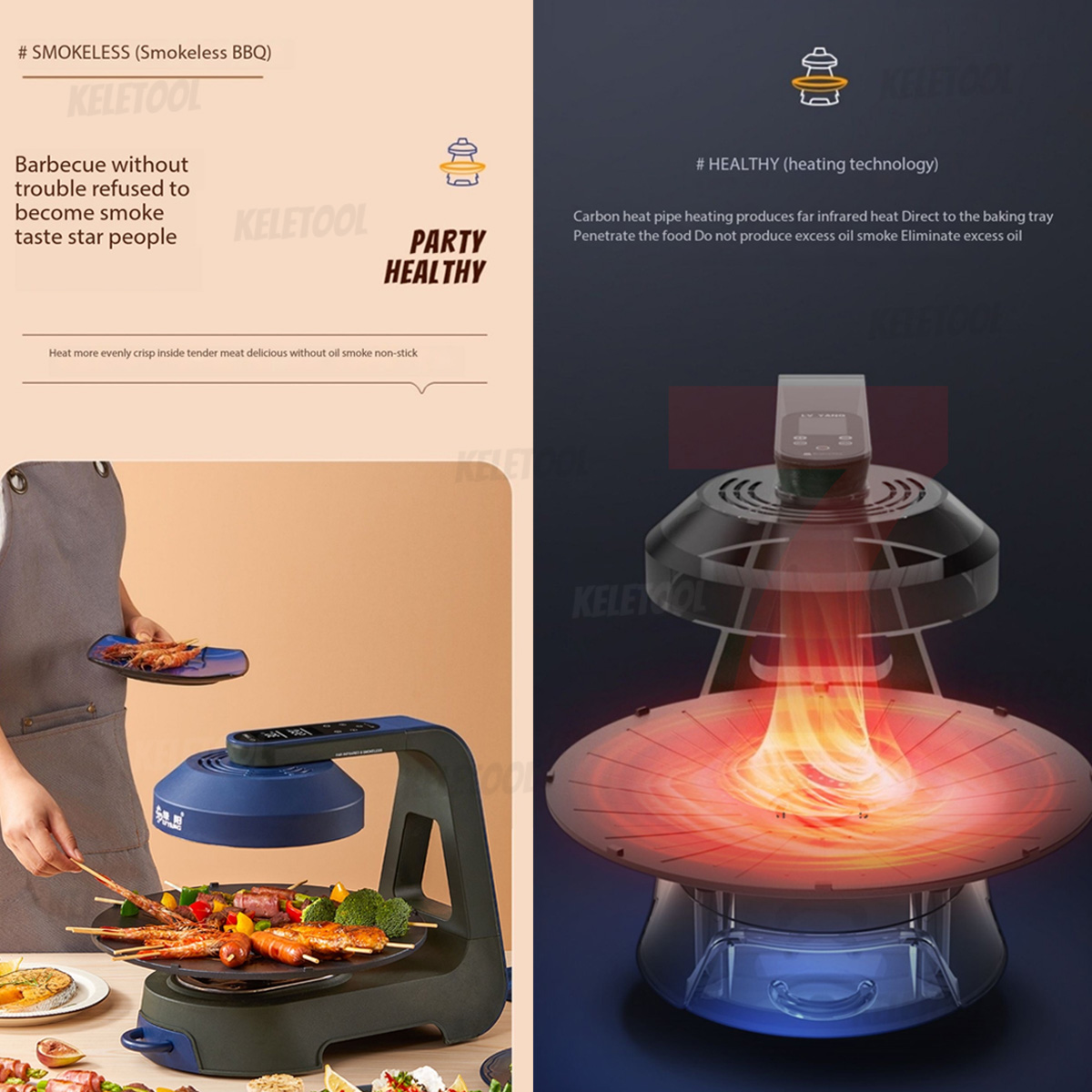 grill bbq electric bbq grill outdoor 360° Smokeless Grills Rotisserie ...