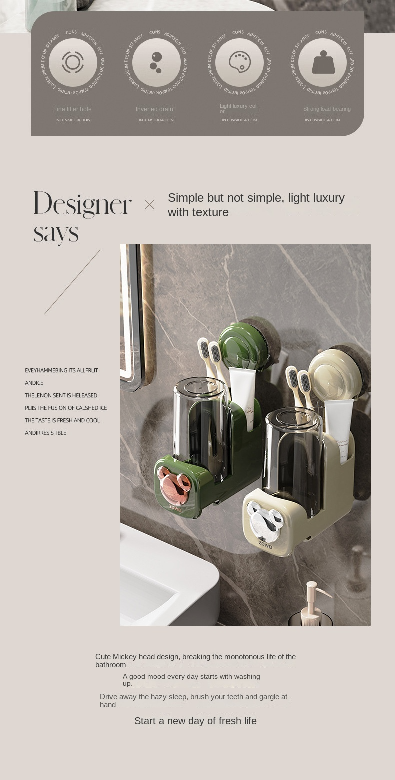 Household Toothbrush Rack Perforation-Free Toothbrush Tooth Cup Storage ...