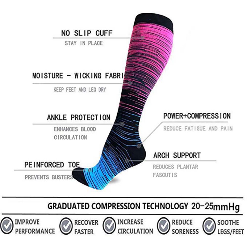 Compression Socks Varicose Vein Men/Women Stretch Gradient Sports Socks ...