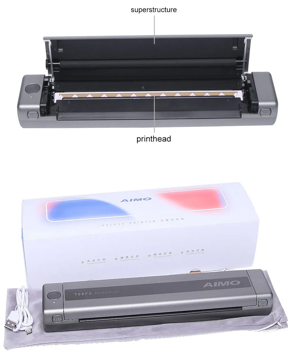 AIMO T08FS Tattoo Wireless Bluetooth Thermal Printer Machine Tattoo ...