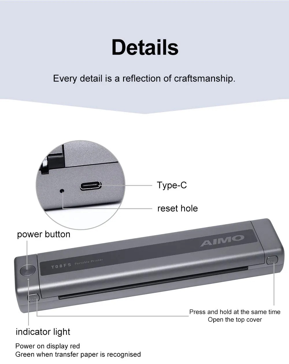 AIMO T08FS Tattoo Wireless Bluetooth Thermal Printer Machine Tattoo Artwork Transfer Copier ...