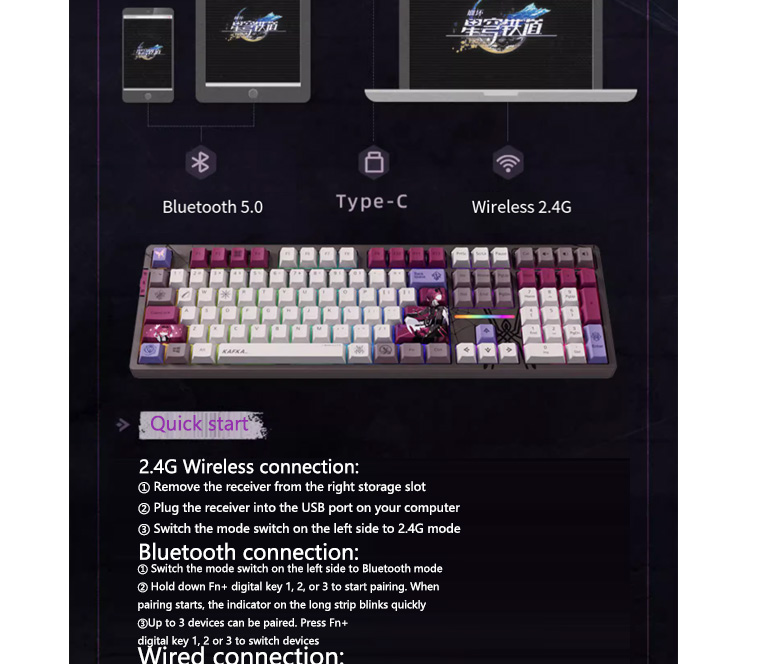 MIHOYO Kafka Honkai: Star Rail character themed backlit mechanical ...