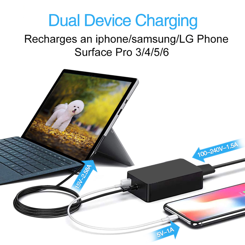 Microsoft Surface Pro Charger Power Supply Adapter 44W 15V 2.58A ...