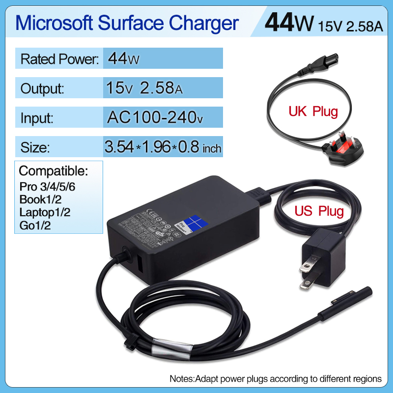 44W 65W 48W 13W 24W 102W Power Adapter Microsoft Surface Charger For Surface 3 Surface Pro1 Pro2 ...