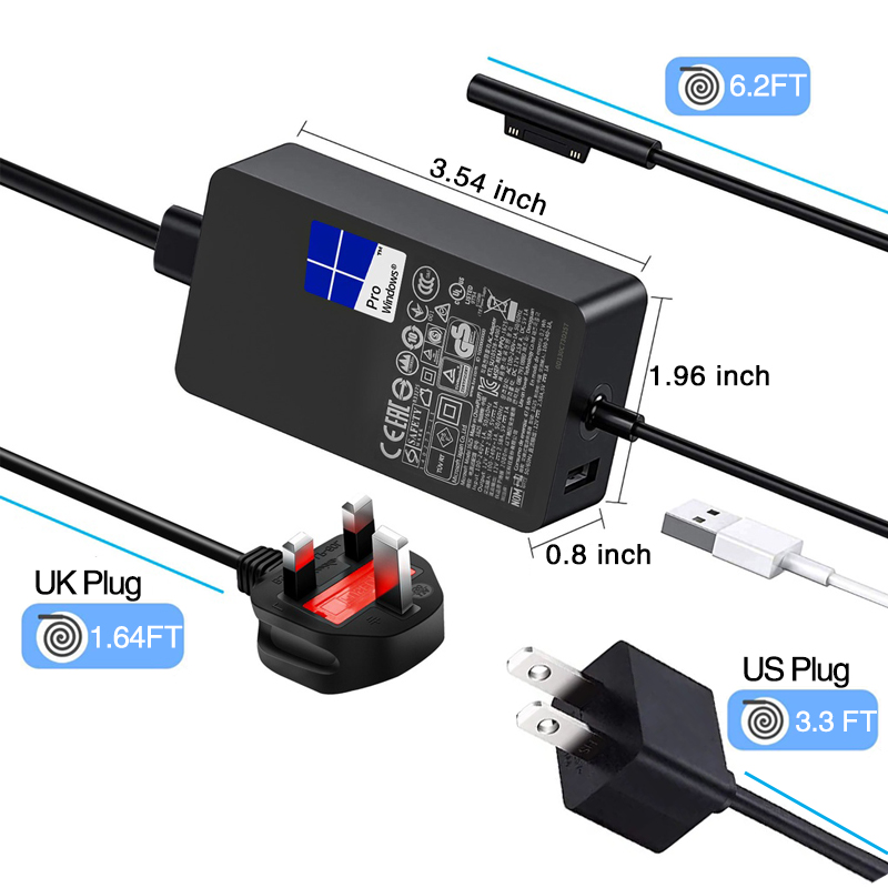 44W 65W 48W 13W 24W 102W Power Adapter Microsoft Surface Charger For ...